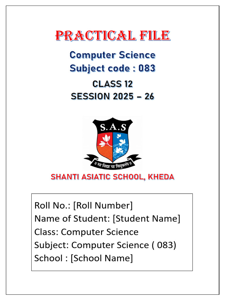 Cs 083 Practical File Class 12 2025 | PDF | Databases | Computing