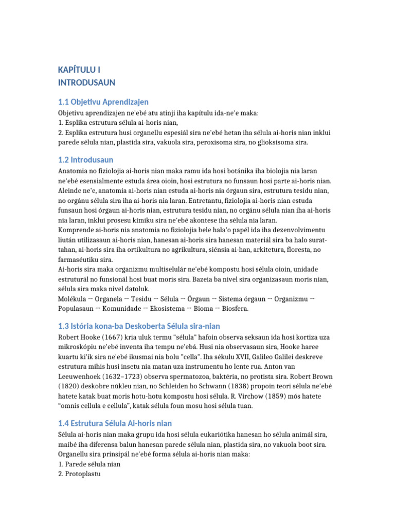 Kapitulo I Estrutura Selula Ai-Horis | PDF