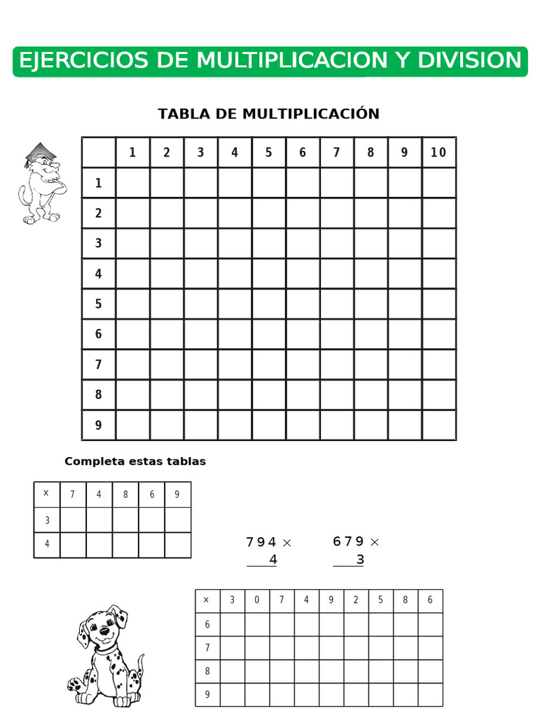Tabla de Multiplicación y Divisiones | PDF