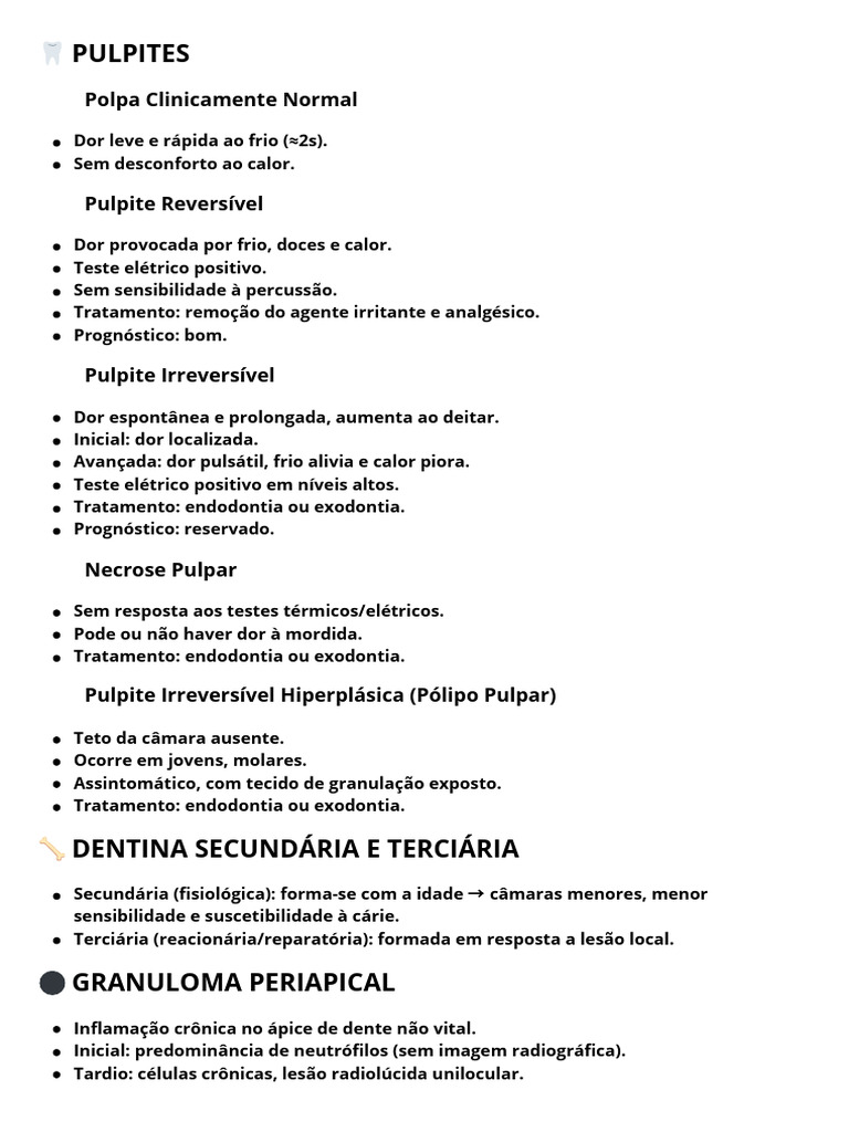 Tipos de Pulpite e Tratamentos | PDF | Doenças e distúrbios | Medicina ...