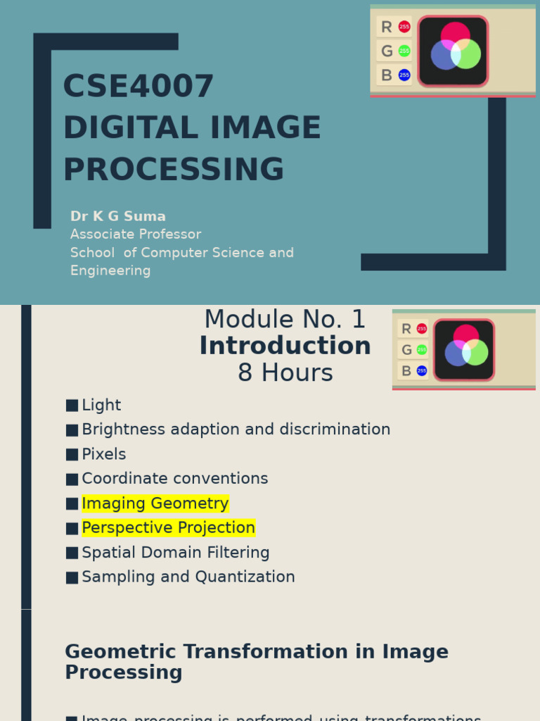 MODULE 1 - 4 Imaging Geometry, Perspective Projection | PDF ...