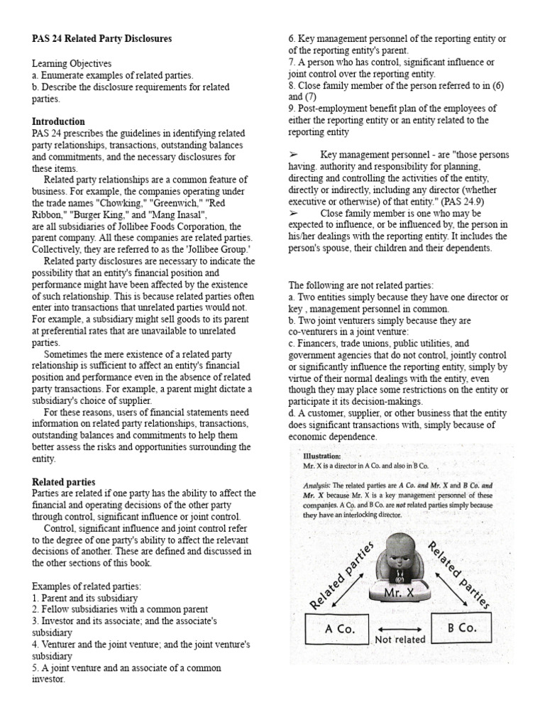 PAS 24 Related Party Disclosures | PDF | Subsidiary | Joint Venture