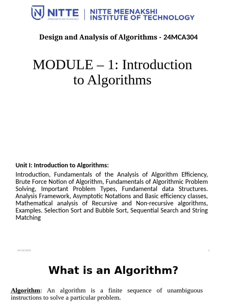 DAA Unit I-Introduction To Algorithm | PDF | Time Complexity | Multiplication