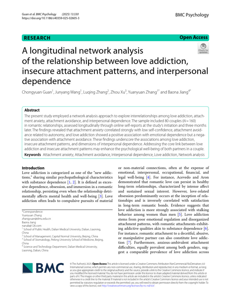 A Longitudinal Network Analysis of The Relationship Between Love ...