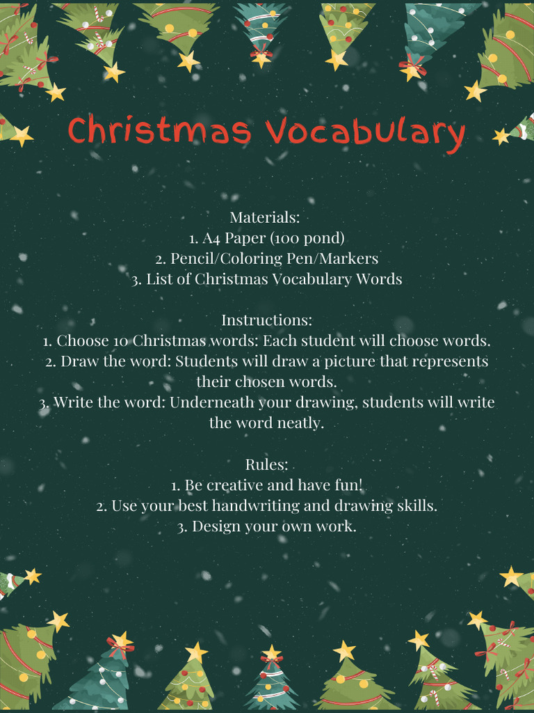 Christmas Vocabulary Art Activity | PDF