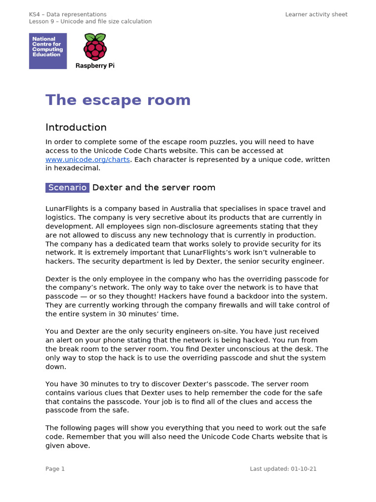 Escape Room: Decode the Passcode | PDF | Password | Computing