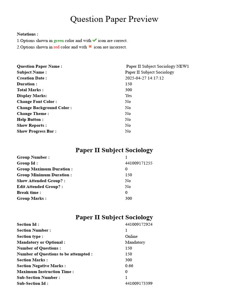 Paper II Subject Sociology - 062024 | PDF