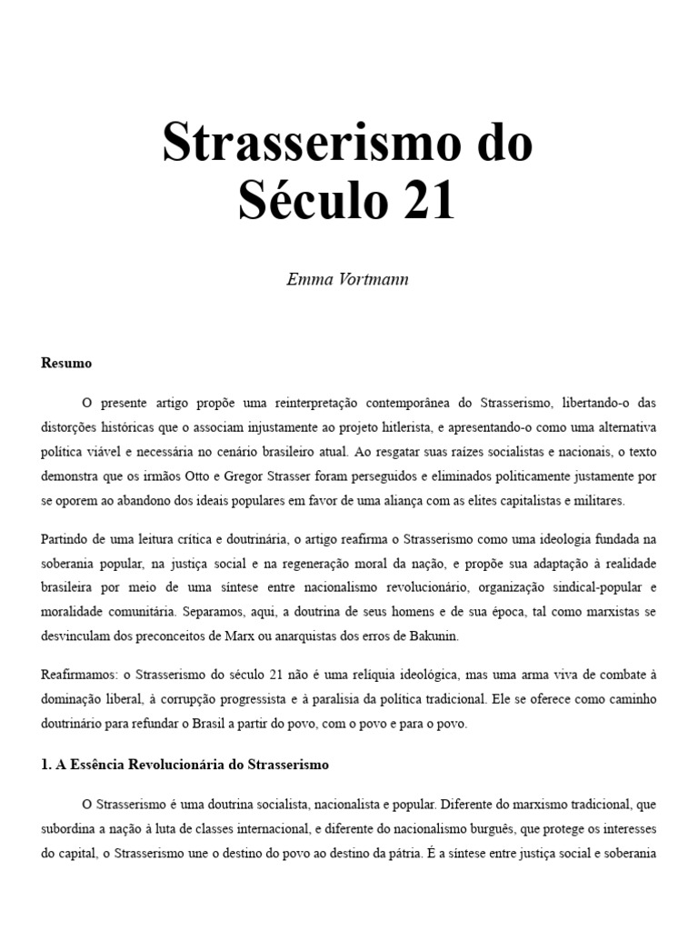 Strasserismo: Uma Nova Ideologia Brasileira | PDF | Nazismo | Marxismo
