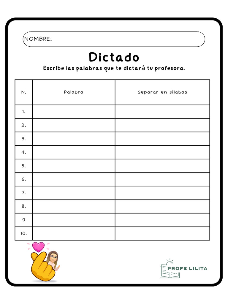 Plantilla Dictado. | PDF