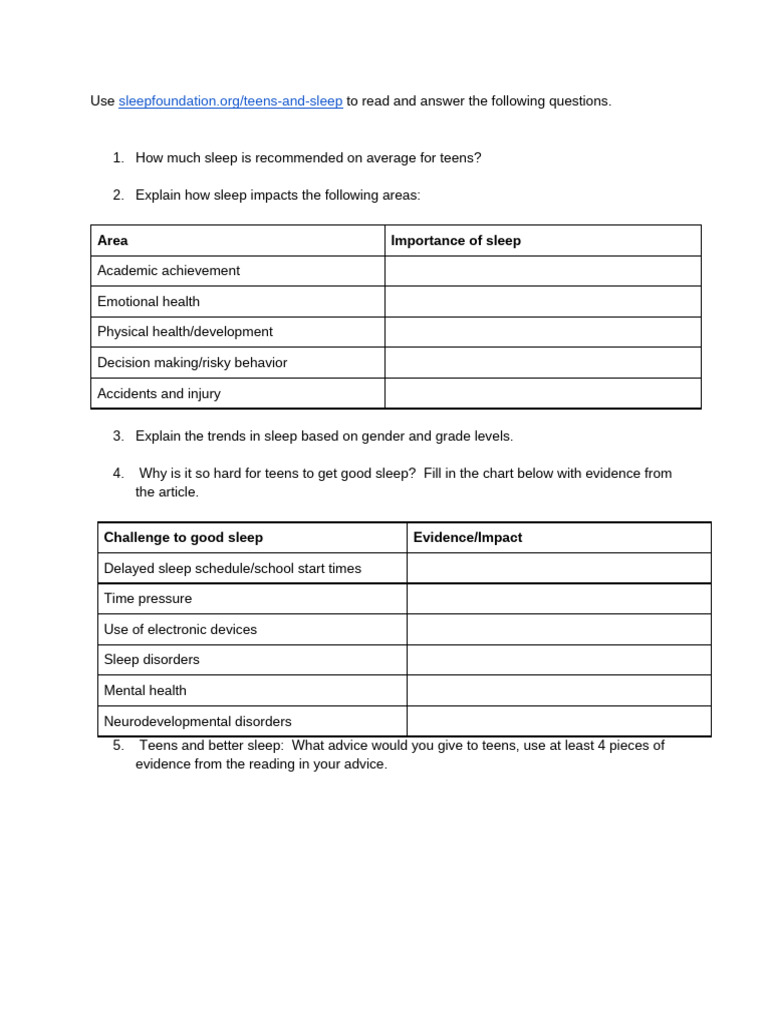 (Template) Teens and Sleep | PDF | Sleep | Adolescence