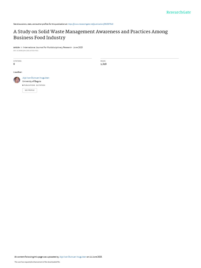 Solid Waste Management in Food Industry | PDF | Waste Management | Waste