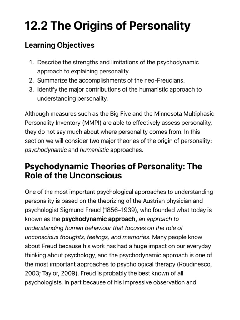 Origins of Personality: Freud & Beyond | PDF | Sigmund Freud ...