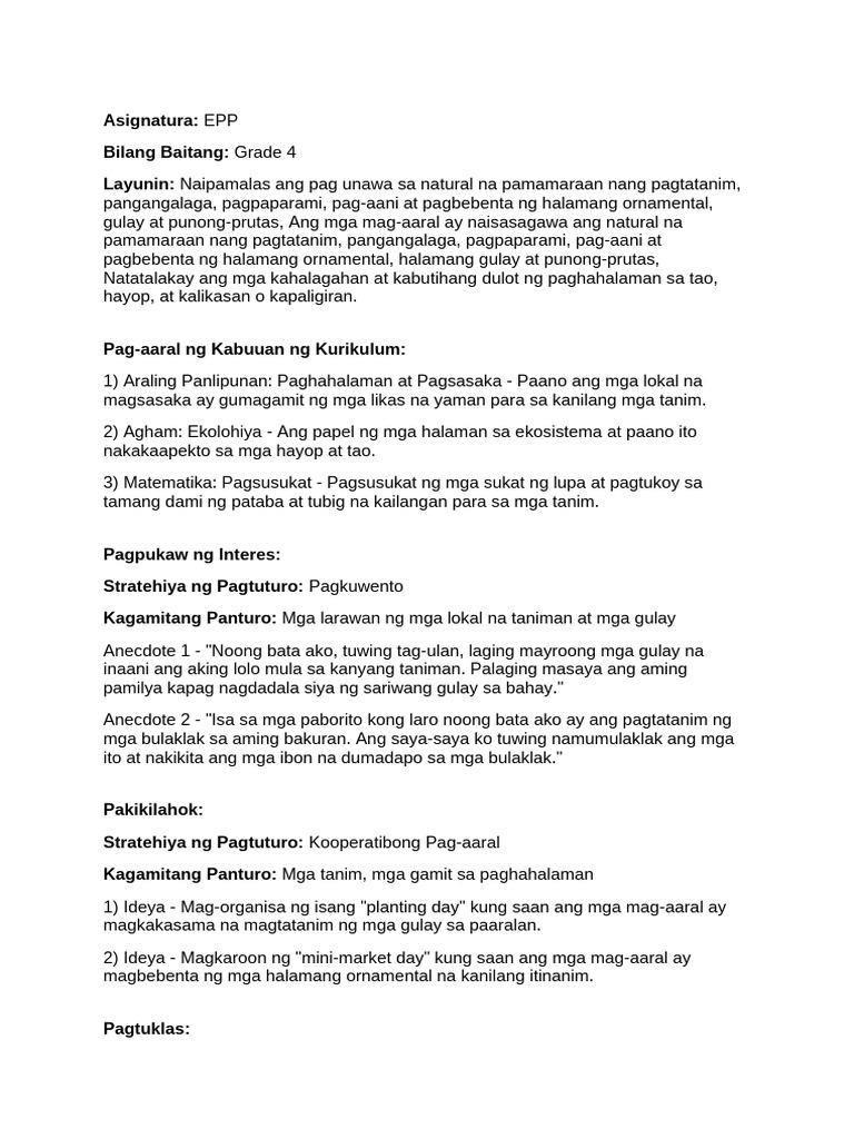 Lesson Plan EPP | PDF