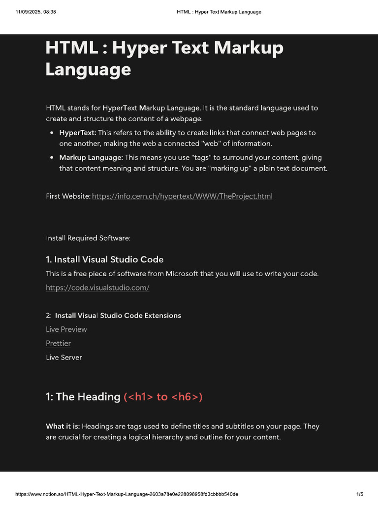 HTML - Hyper Text Markup Language | PDF