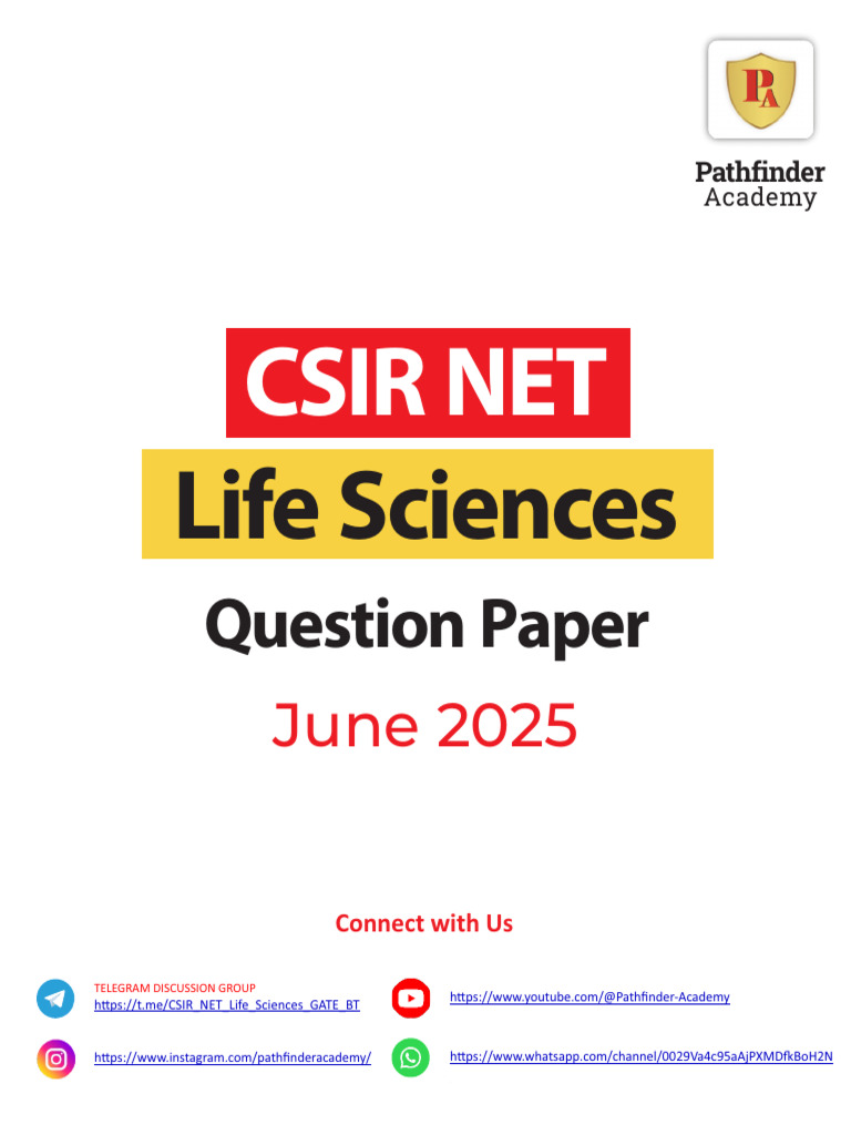 CSIR NET Life Sciences June 2025 Paper | PDF | Mitochondrion | Atmosphere