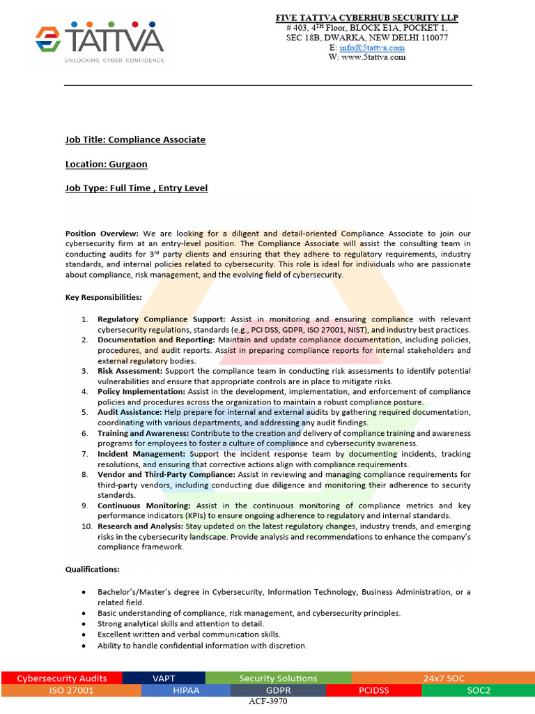 5 Tattva - JD Compliance - Entry Level Position | PDF | Regulatory ...
