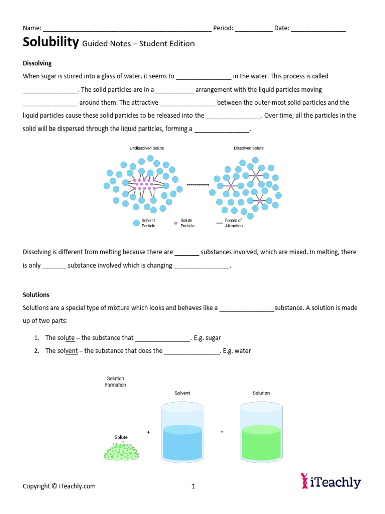 2 9 Guided Notes SE Solubility | PDF | Solubility | Solvent