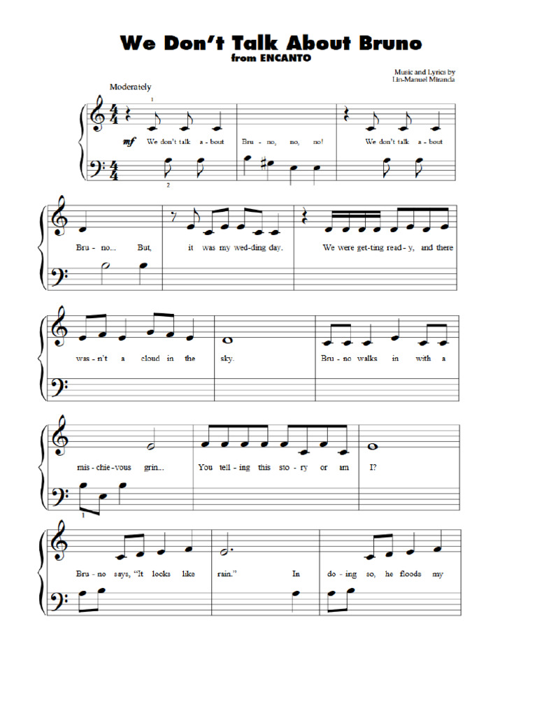 No Se Habla de Bruno Piano 5 Dedos | PDF