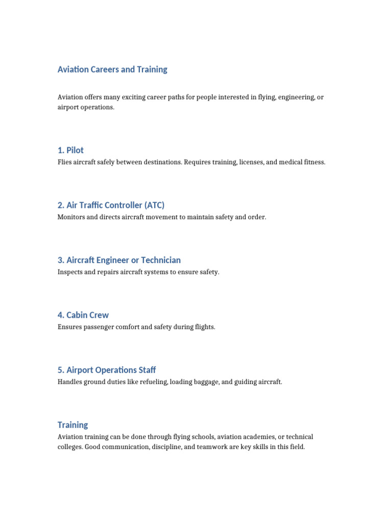 Aviation 5 Aviation Careers and Training | PDF