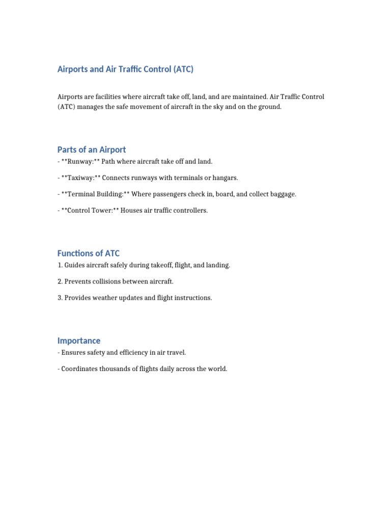 Airports and ATC: Safety and Functions | PDF