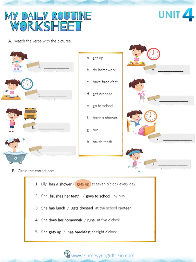 54 My Daily Routine Picture Description Exercises Picture Dictionaries ...