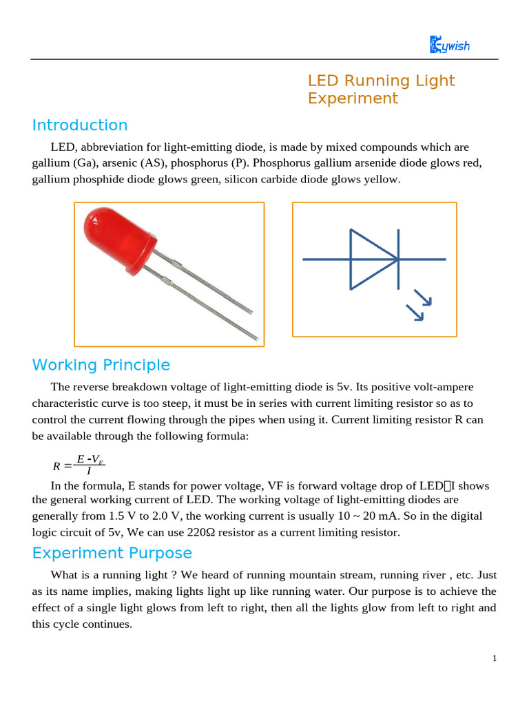 LED Running Light Experiment Guide | PDF | Diode | Light Emitting Diode