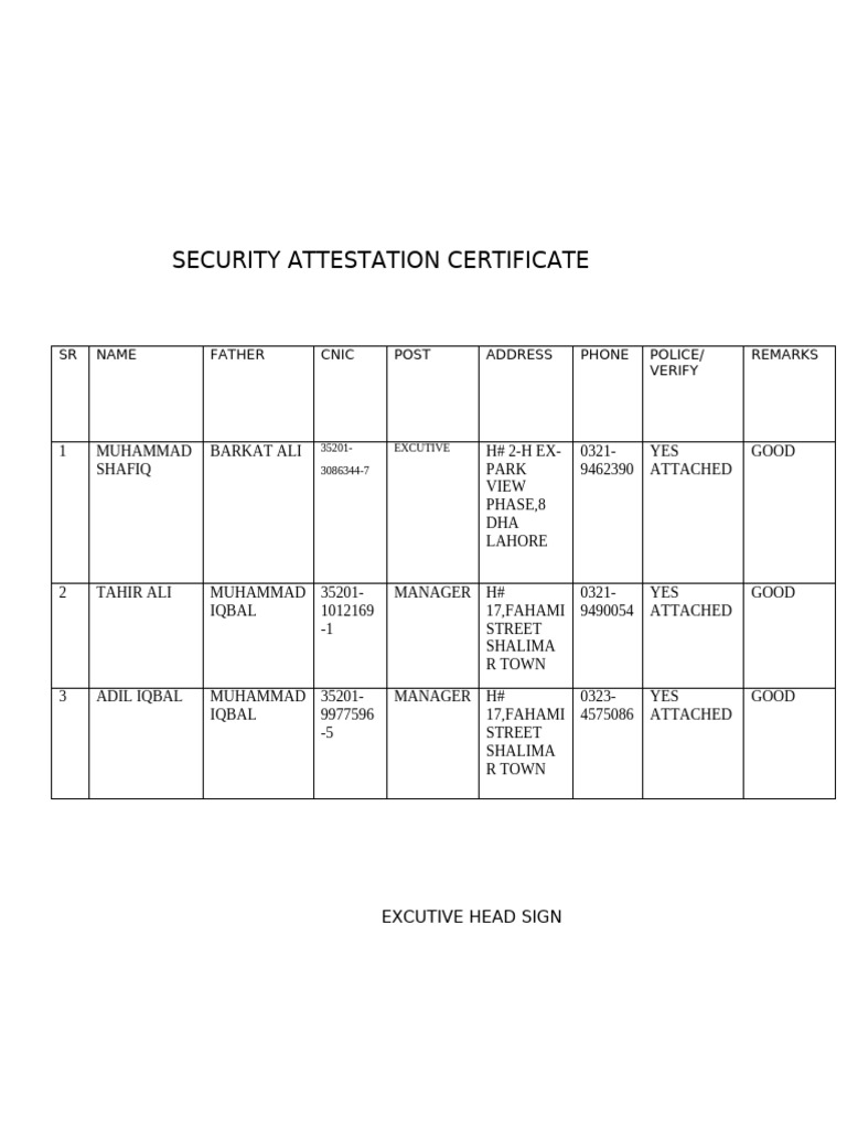 Security Attestation Certificate | PDF