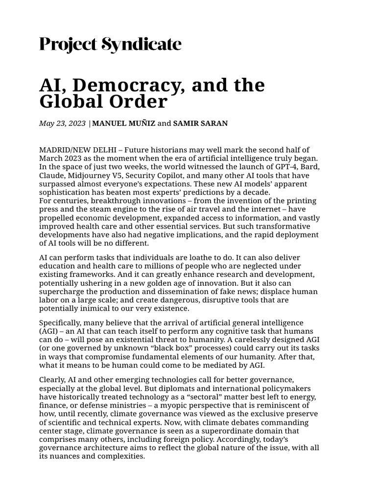 AI's Impact on Democracy and Governance | PDF | Artificial Intelligence ...