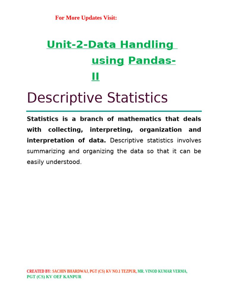 Data Handling Using Pandas-II | PDF | Quantile | Quartile