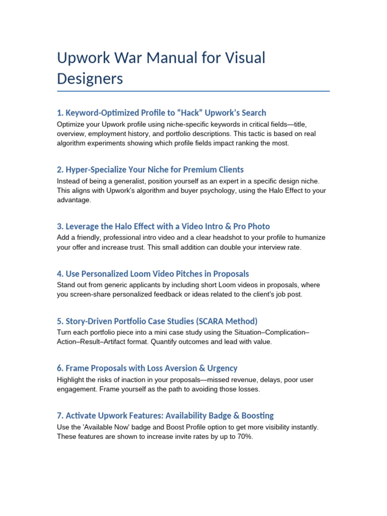 Upwork SEO Guide for Visual Designers | PDF