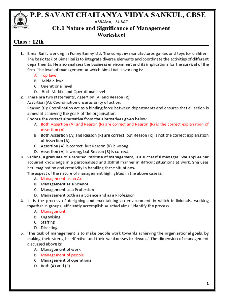 Ch.1 Worksheet | PDF | Profit (Economics) | Profession