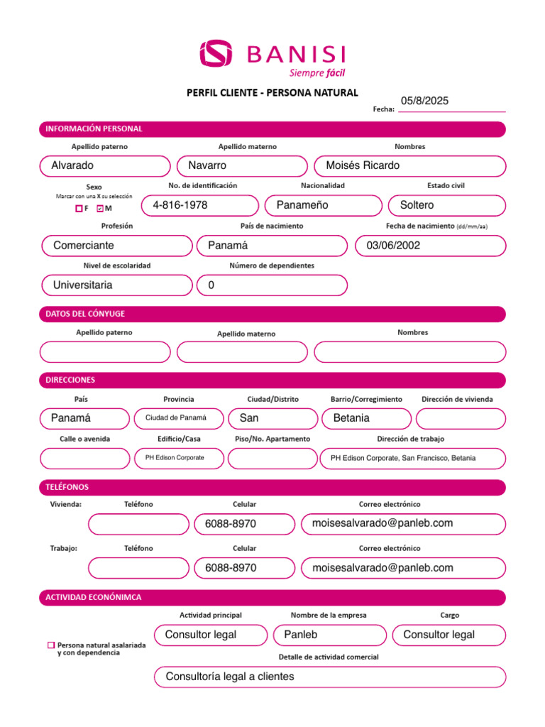 Perfil Cliente Persona Natural | PDF | Institución | Bancos