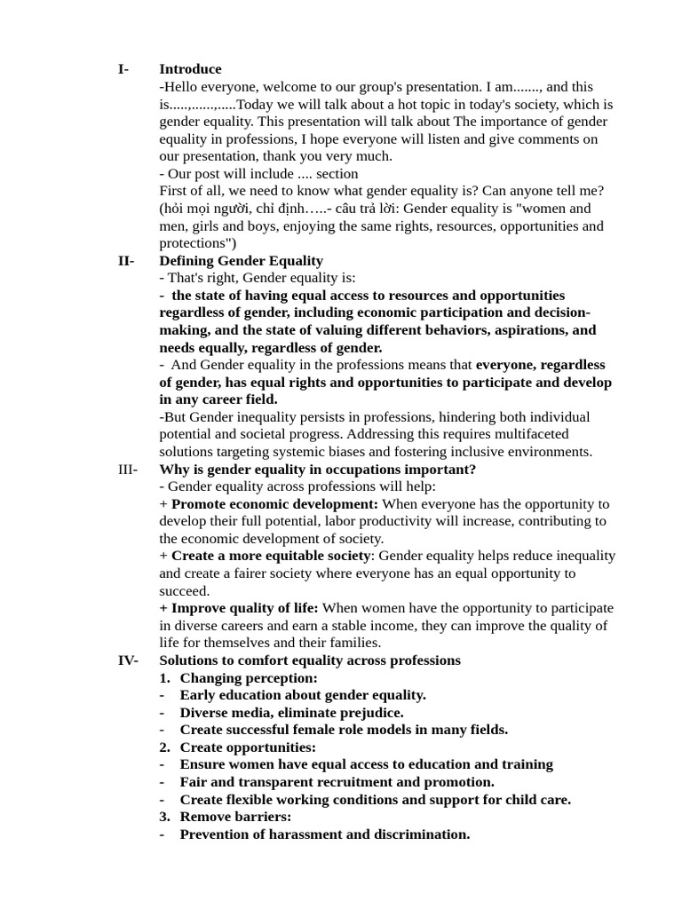 dàn-ý | PDF | Gender Equality | Gender Studies