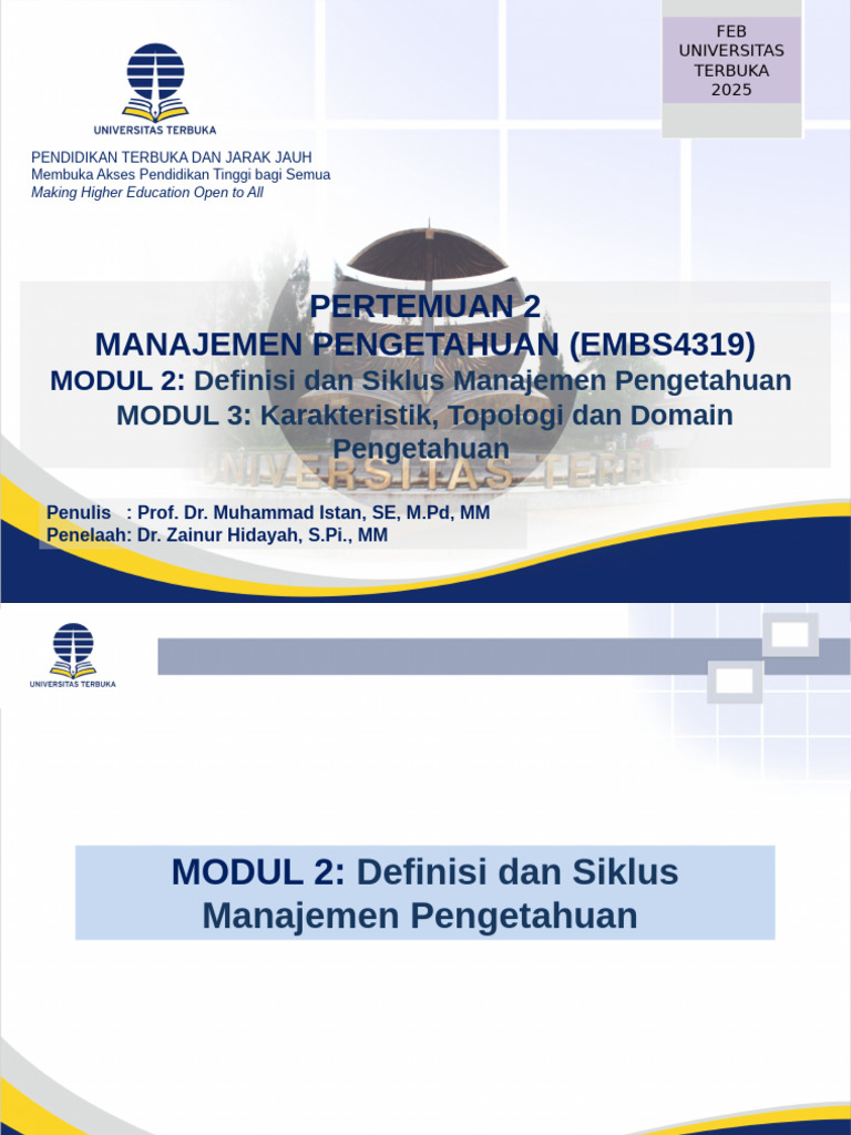 Modul Manajemen Pengetahuan UT 2025 | PDF