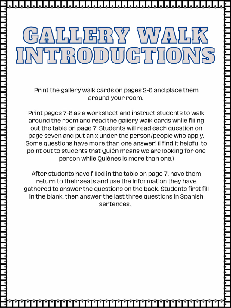 SpanishIntroductionsGallerywalkandactivities 1 | PDF