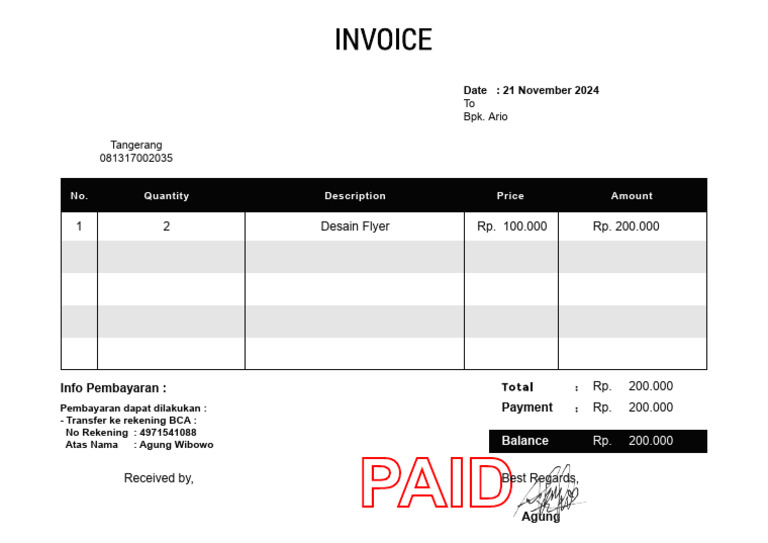 Invoice Ario | PDF