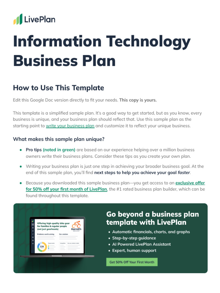 Information Technology Business Plan Template | PDF | Marketing ...