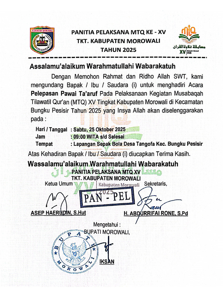 Undangan MTQ Ke - XV | PDF