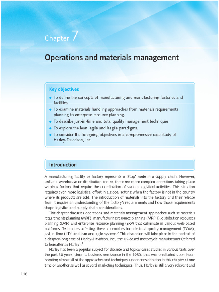 Operations and Materials Management | PDF | Lean Manufacturing ...