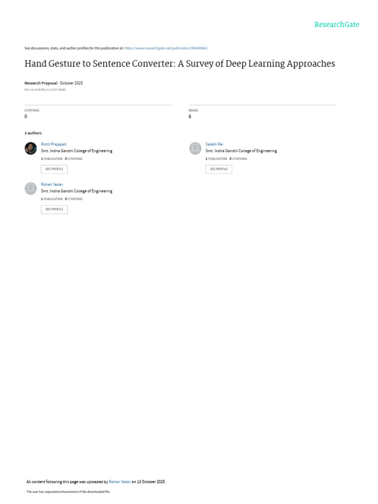 Hand Gesture To Sentence Converter: A Survey of Deep Learning ...