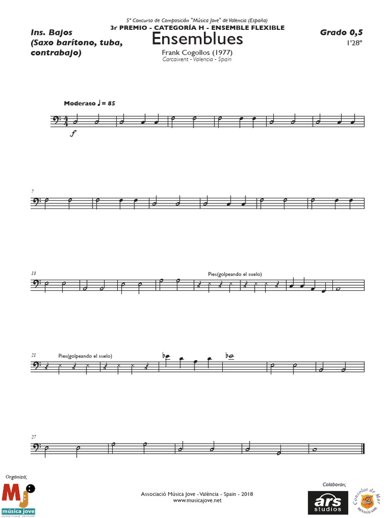 ENSEMBLUES - Ins. Bajos (Saxo Barítono, Tuba, Contrabajo) | PDF ...