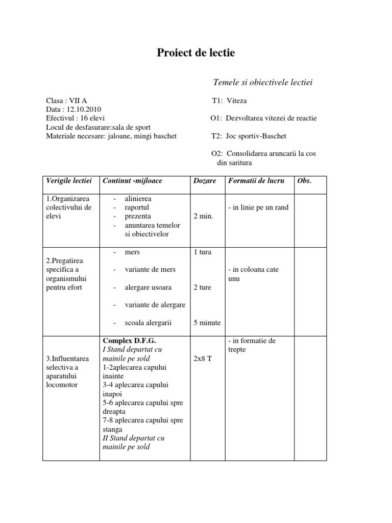 Plan de Lectie Ed. Fizica