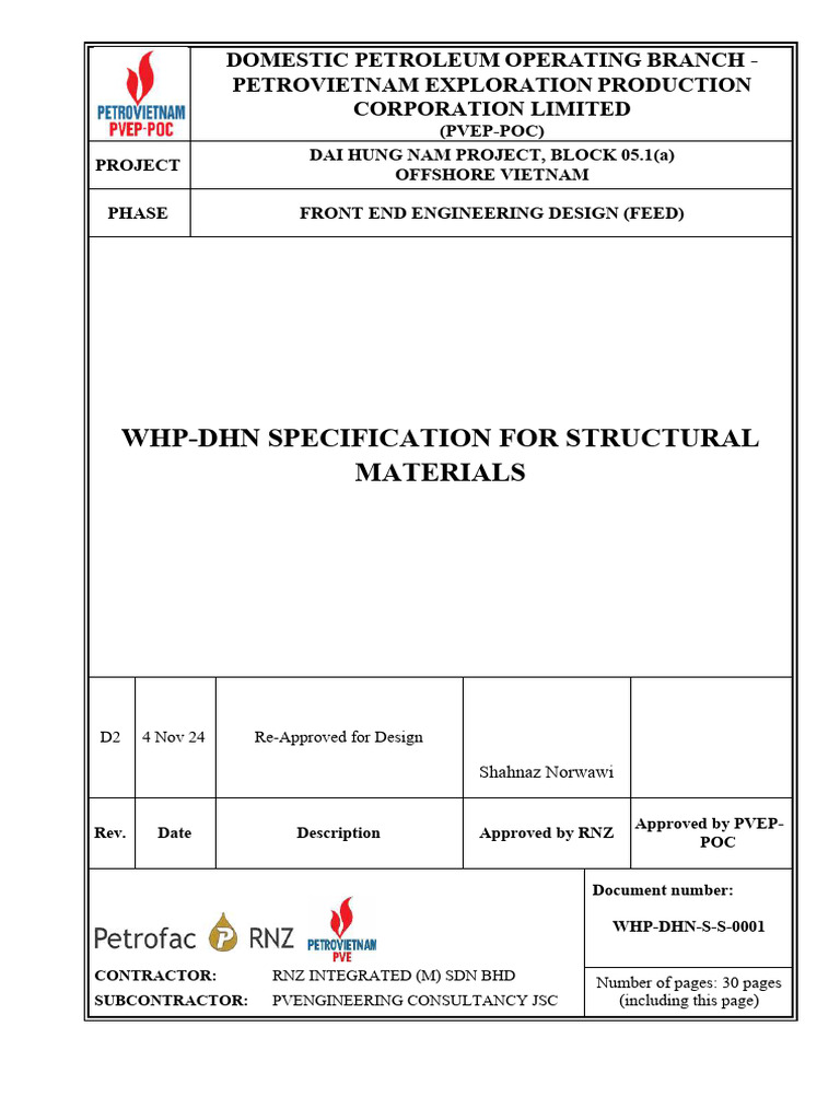 WHP DHN S S 0001 - D2 - WHP DHN Specification For Structural Materials ...