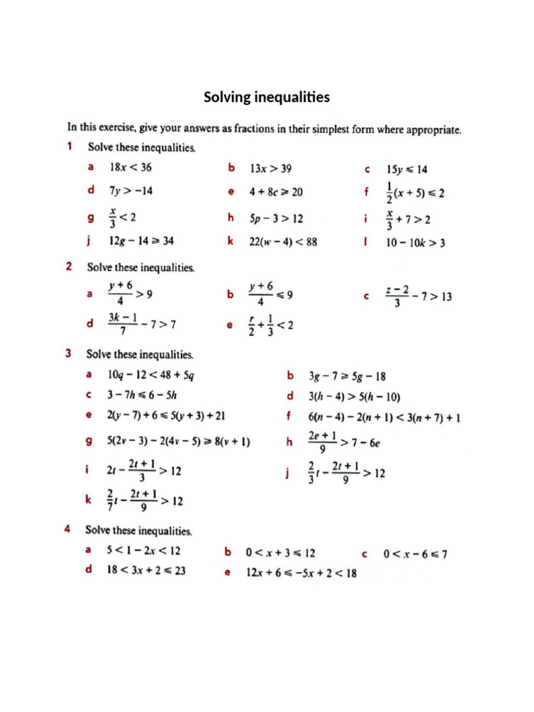 Solving Inequalities | PDF