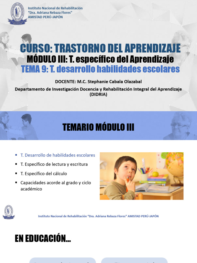 Desarrollo de Habilidades Escolares | PDF | Aprendizaje | Desorden ...