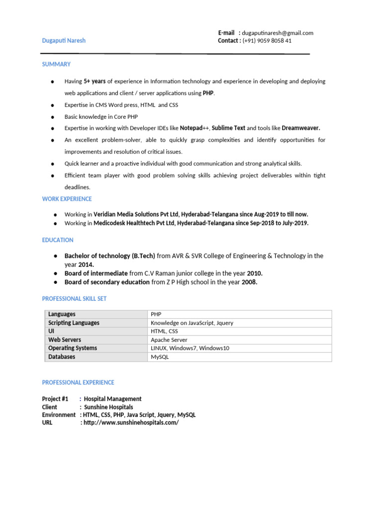Naukri DugaputiNaresh (6y 6m) | PDF | Php | World Wide Web