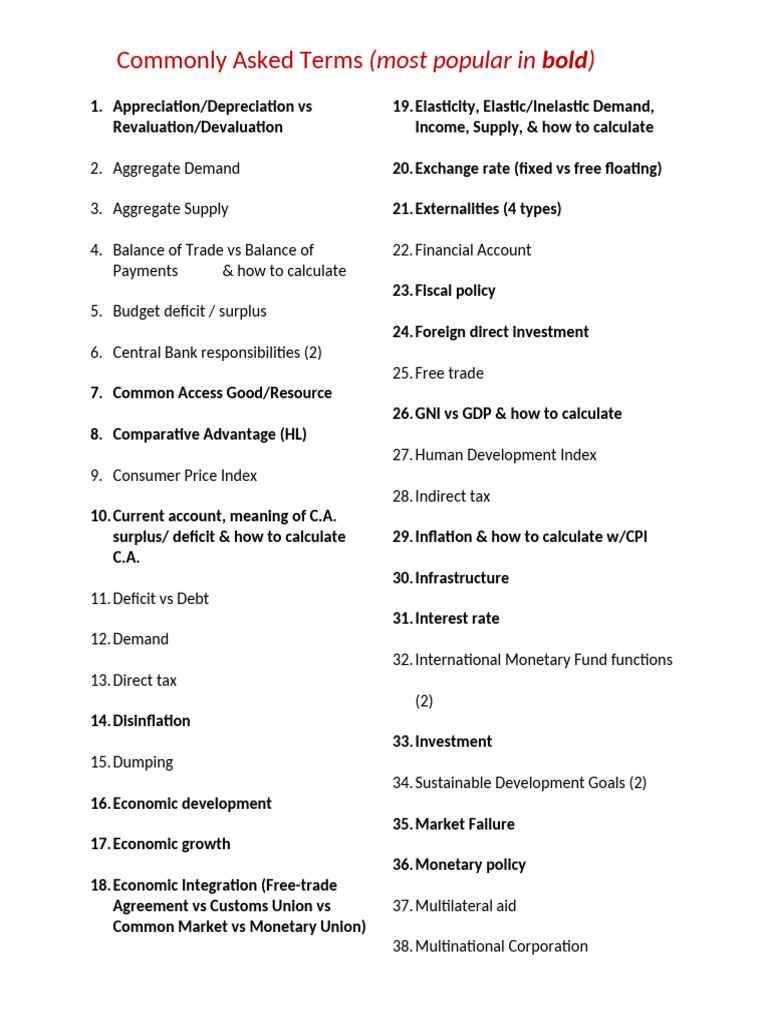 Key Economic Terms and Concepts Guide | PDF | Price Elasticity Of ...