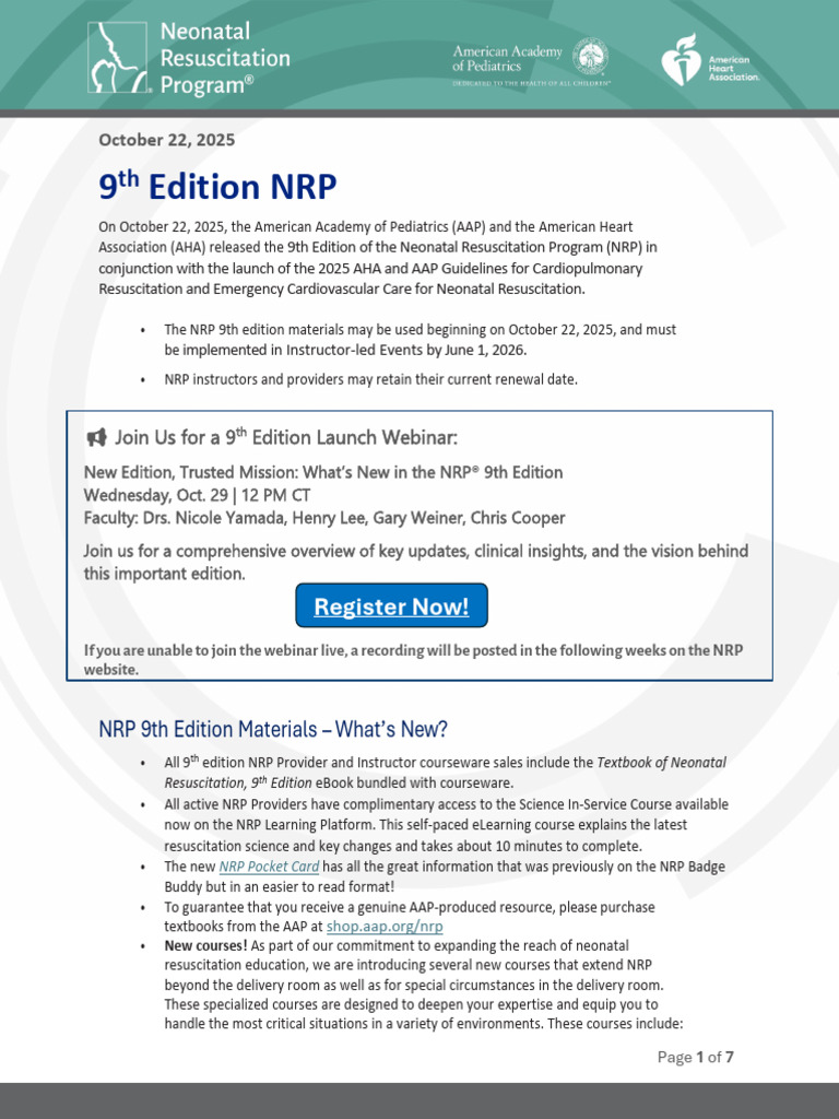 NRP 9th Edition Launch 2 | PDF | Preterm Birth | Neonatal Intensive ...