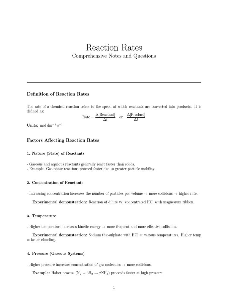 Chemistry Rate of Reaction | PDF | Reaction Rate | Chemical Reactions