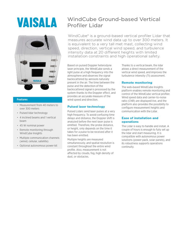 WindCube v2.1 Datasheet B212243EN G 20230922 | PDF | Lidar | Doppler Effect